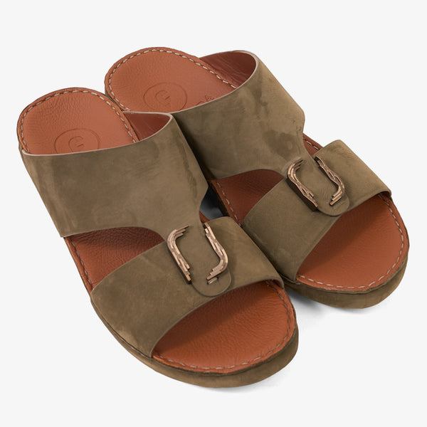 BUY FARADA MODERN PREMIUM SUEDE ARABIC SANDALS OLIVE